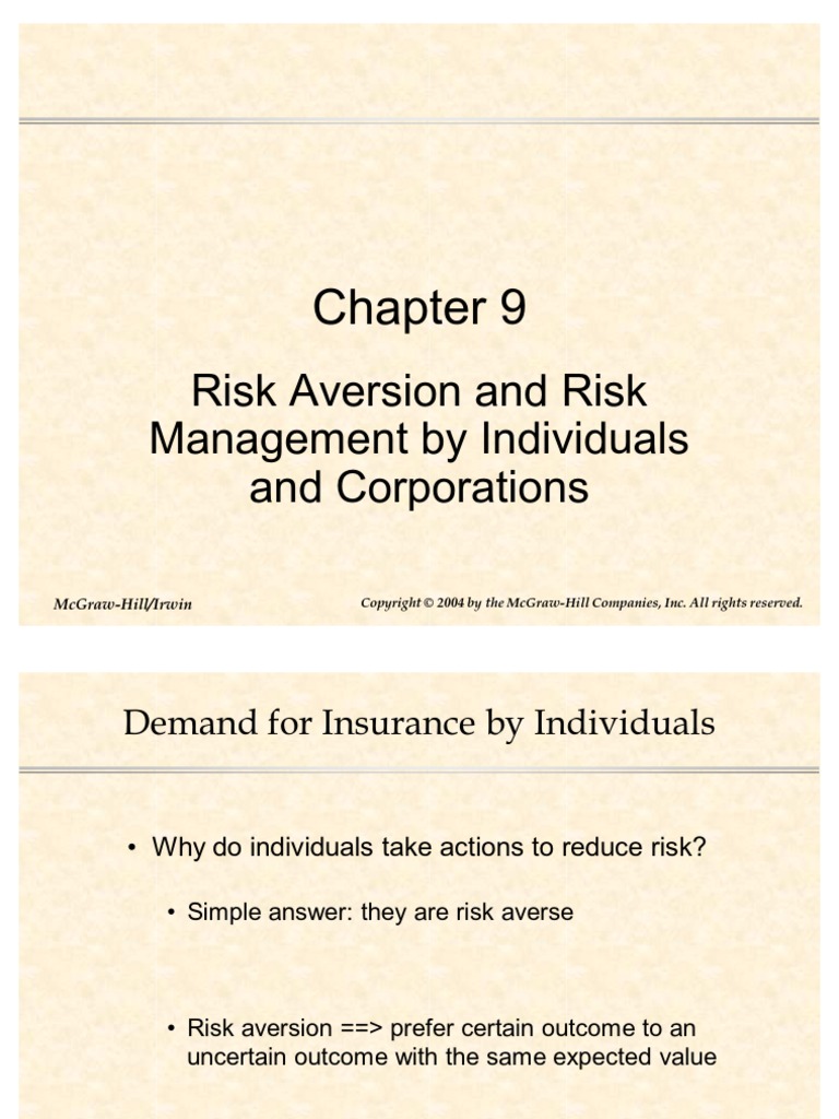 Chap 009 | PDF | Risk Aversion | Insurance