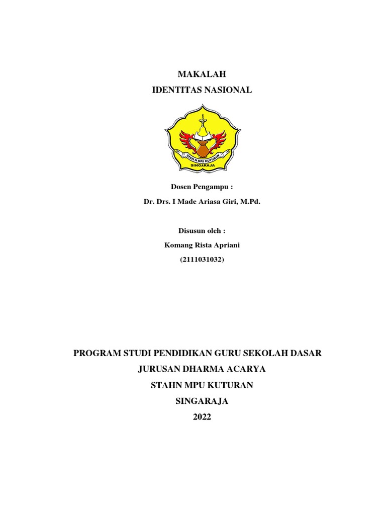 Makalah Identitas Nasional | PDF | Karier & Perkembangan | Ilmu Sosial