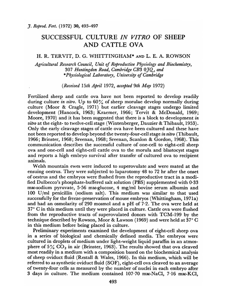 Tervit | PDF | Reproduction | Developmental Biology