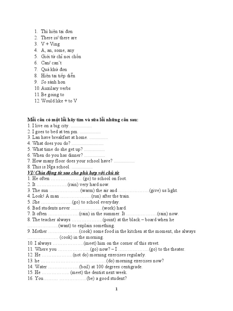 File - 20220928 - 090343 - BT Ôn Ta 1 | PDF | Lunch | Food And Drink