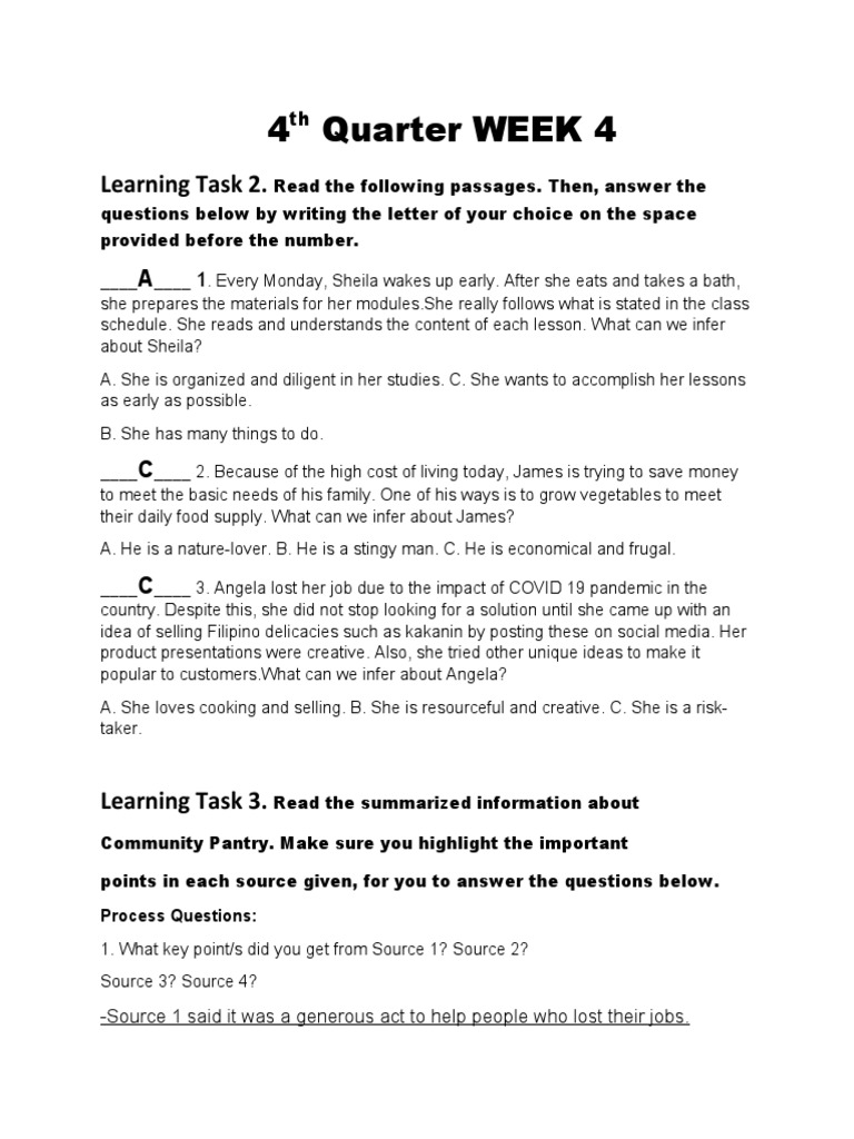 4th Quarter WEEK 4 ENG | PDF