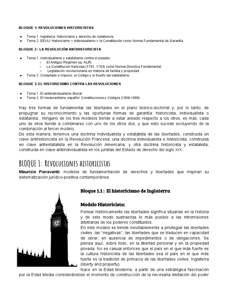 Bloque 1 - Revoluciones Historicistas | PDF | Constitución | Libertad