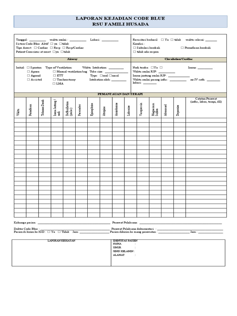 Formulir Pencatatan Code Blue | PDF