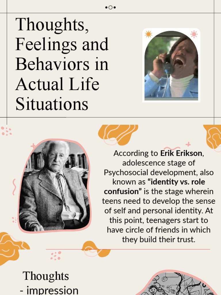 Lesson 4 Thoughts, Feelings and Behaviors in Actual Life Situations ...