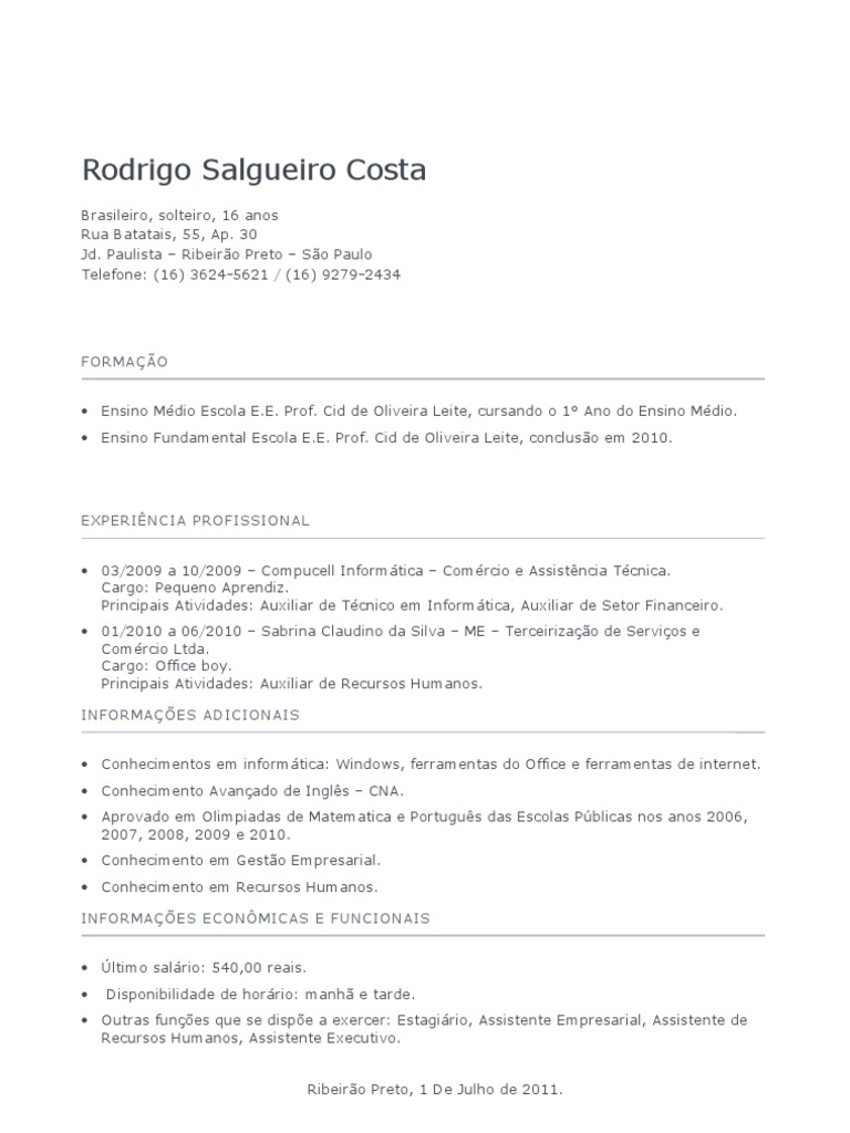 Curriculum Rodrigo | PDF | Carreira e Crescimento