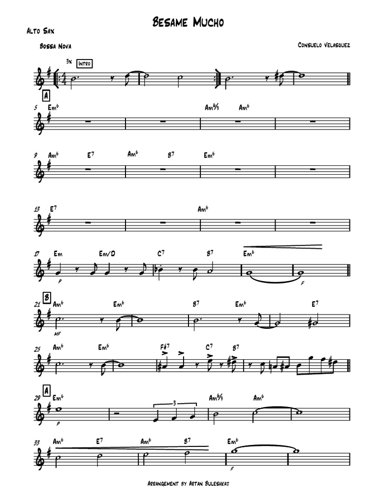 Besame Mucho - Alto Sax | PDF