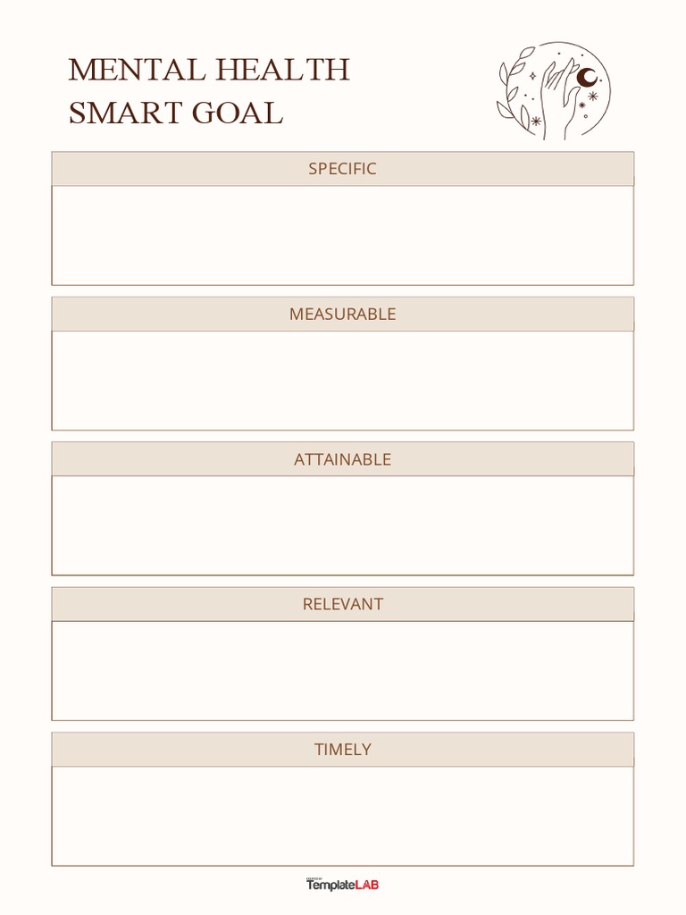 Mental Health Smart Goals Template | PDF | Wellness