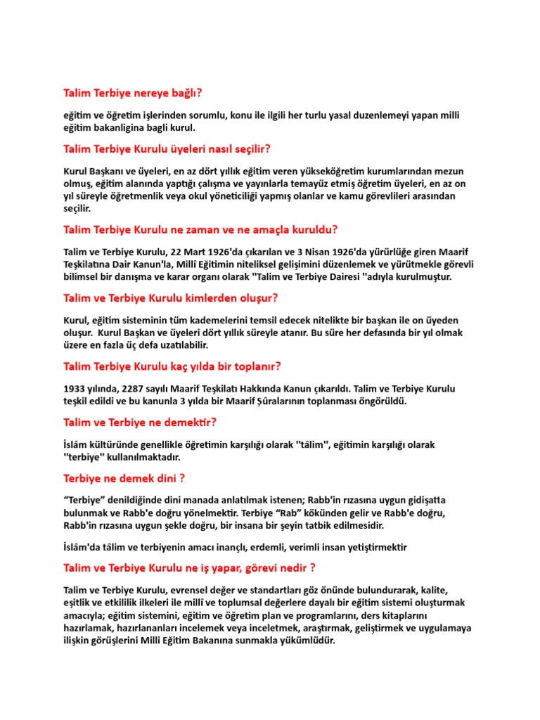 Talim Terbiye Kurulu | PDF