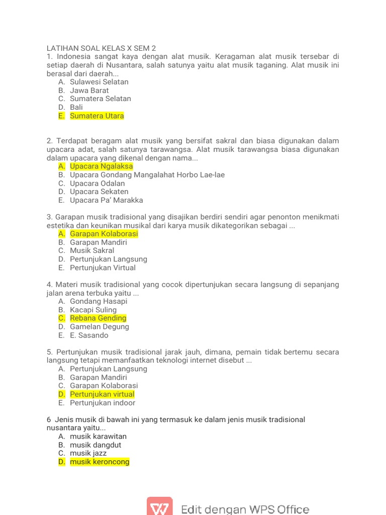Soal Latihan Kelas X Sem 2 | PDF