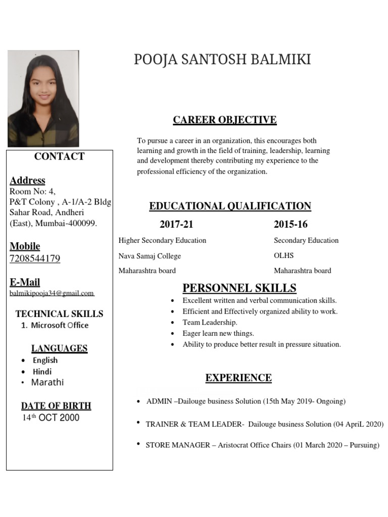 Pooja Resume | PDF