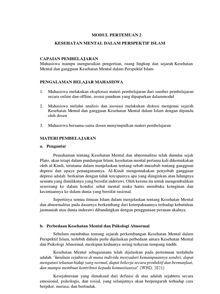 Modul 2 Kesehatan Mental. 2022 | PDF