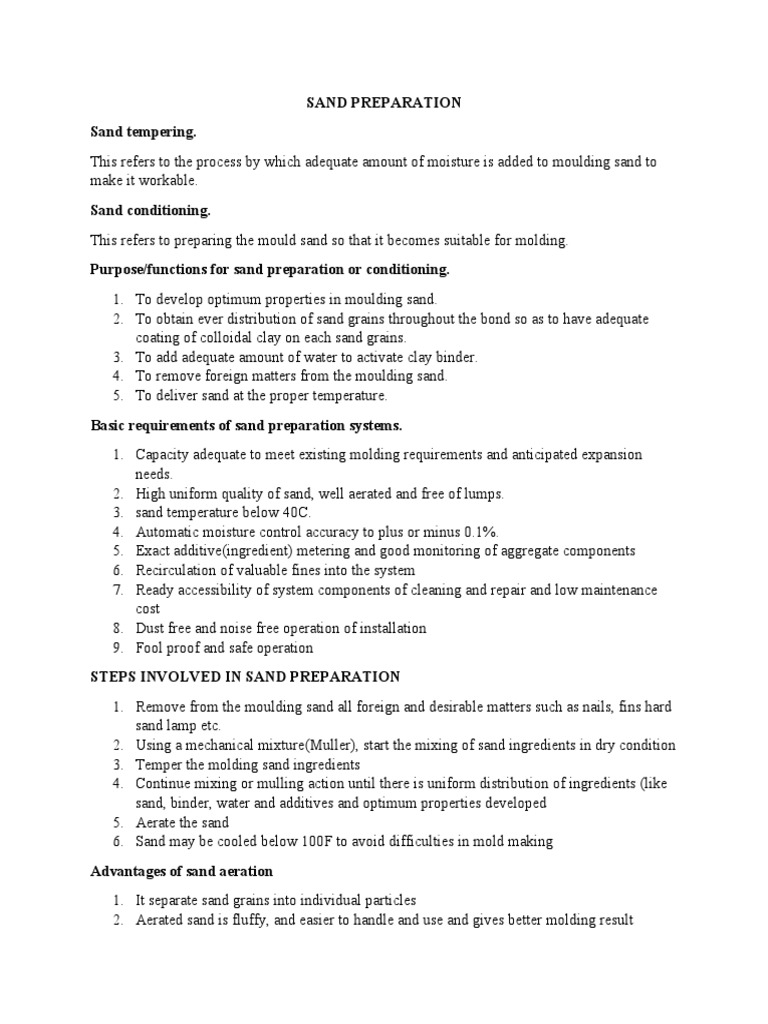 3.10 Foundry Sand Preparation | PDF | Sand | Foundry