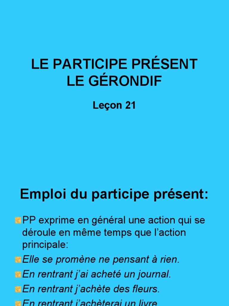 Le Participe Present | PDF