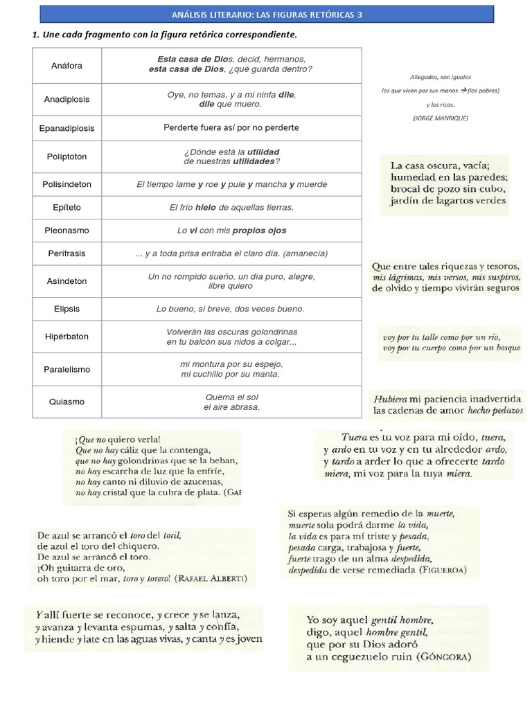 Figuras Literarias Ejercicios 3 | PDF | Metáfora