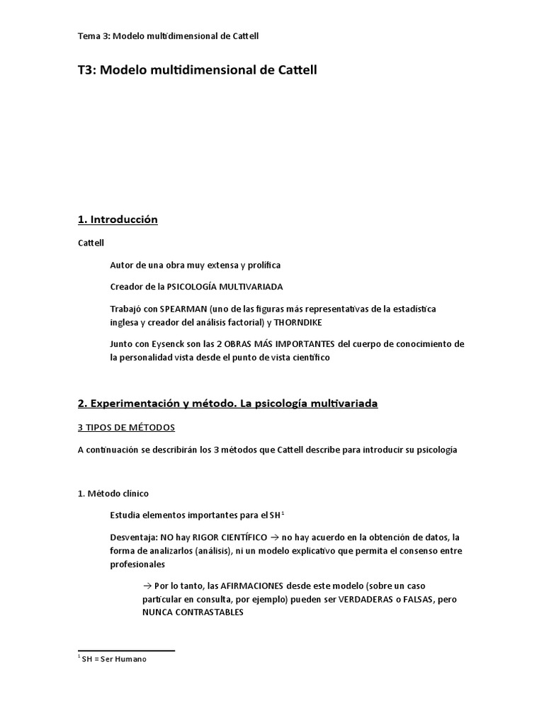 T3 Modelo Multidimensional de Cattell | PDF | Motivacional | Motivación
