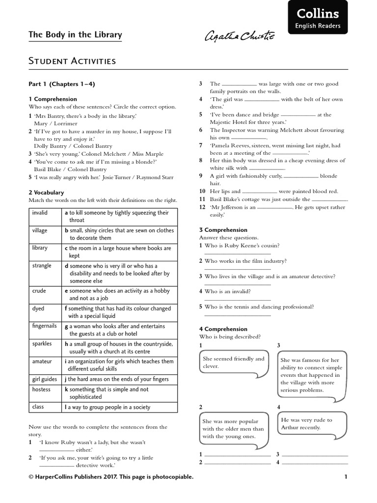 The Body in The Library - Student Activities | PDF