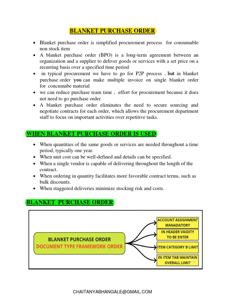 Blanket Purchase Order | Download Free PDF | Invoice | Procurement