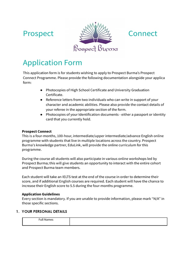2022 Prospect Connect App Form - Final | PDF | Identity Document