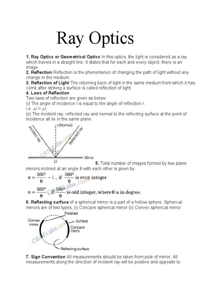 Ray Optics | PDF | Optics | Reflection (Physics)