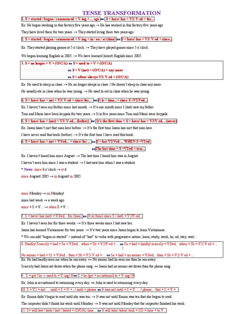 Tense Transformation | PDF