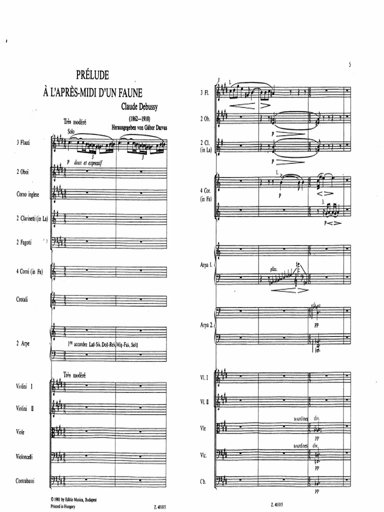 PAU_Partitura_16 Preludio a La Siesta de Un Fauno de Claude Debussy | PDF