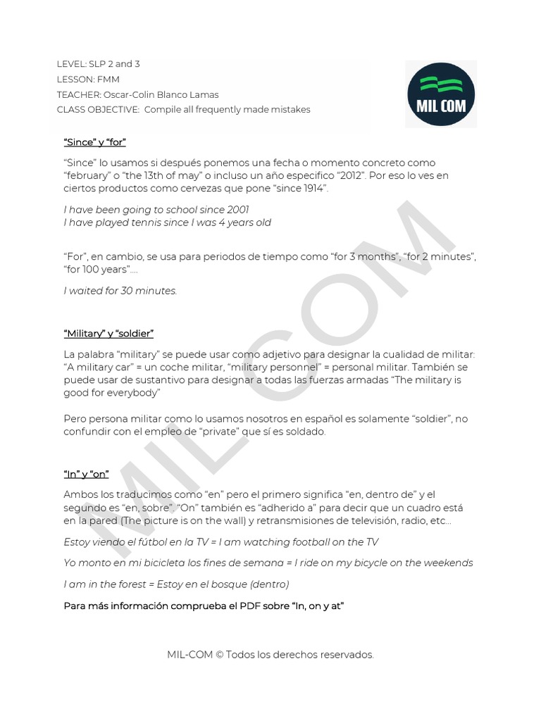 Frequently Made Mistakes English | PDF | Artes del Lenguaje y Comunicación