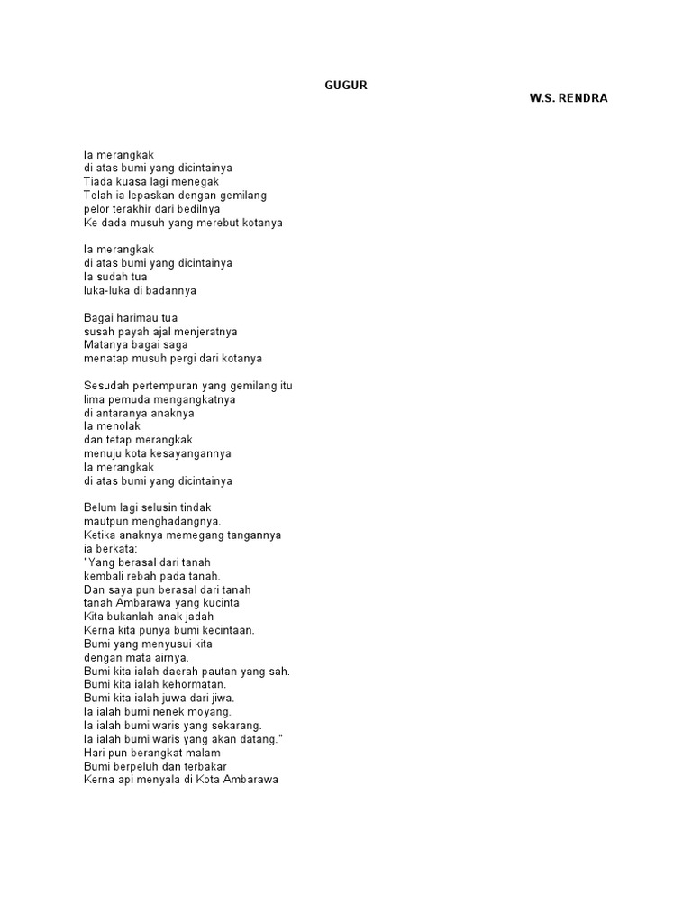 Puisi "Gugur" Karya W.S. Rendra | PDF