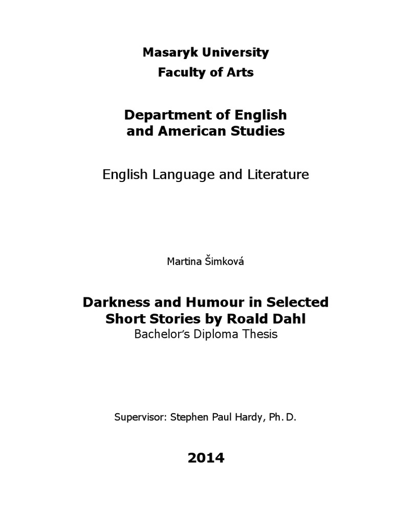Darkness and Humour in Selected Short Stories by Roald Dahl | PDF