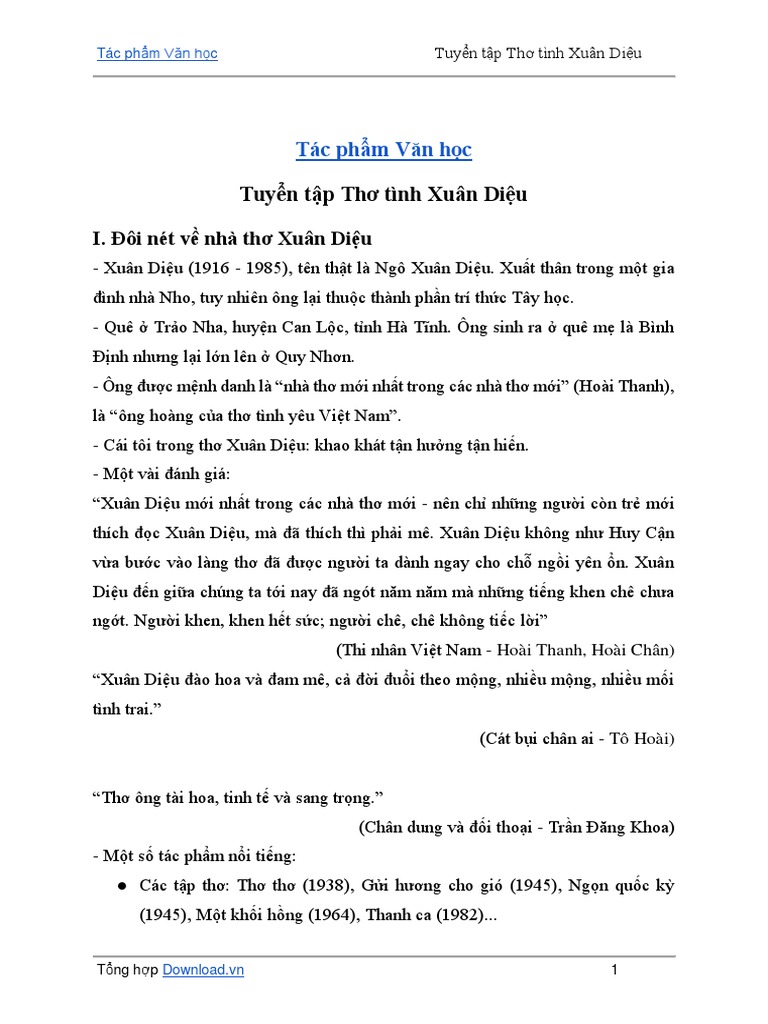 Tho Tinh Xuan Dieu | PDF