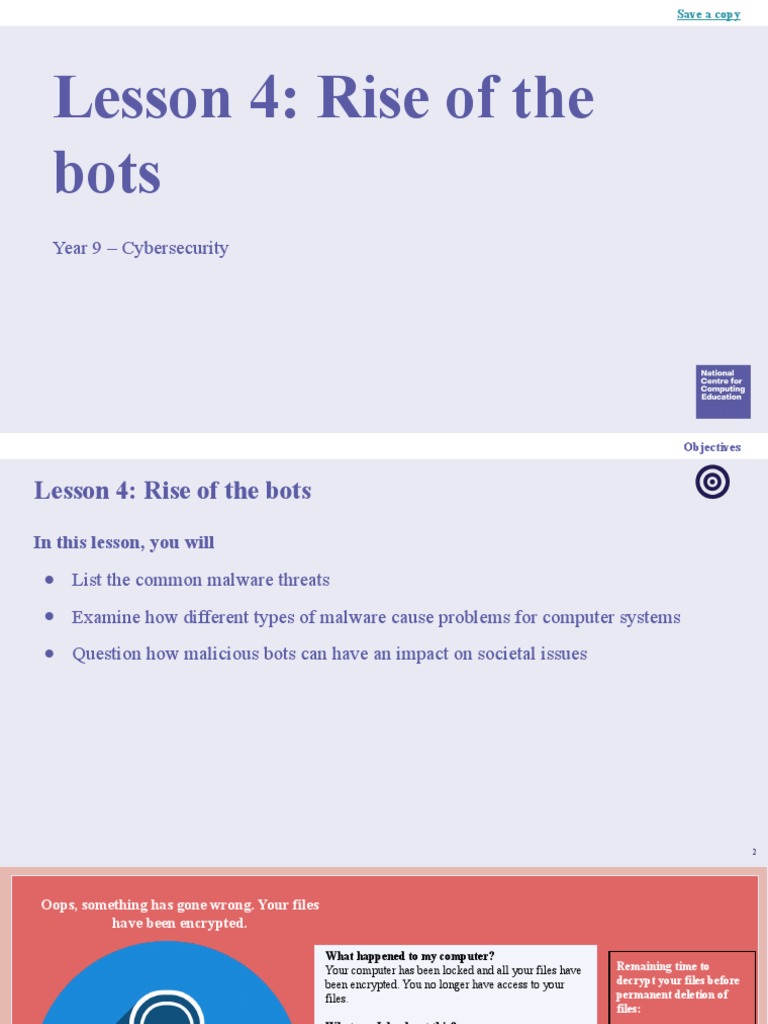L4 Slides - Cyber Security - Y9 | PDF | Computer Virus | Ransomware