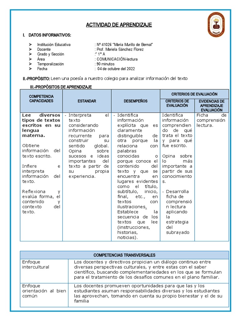 Actividad de Aprendizaje Del 3 Al 7 | PDF | Poesía | Aprendizaje