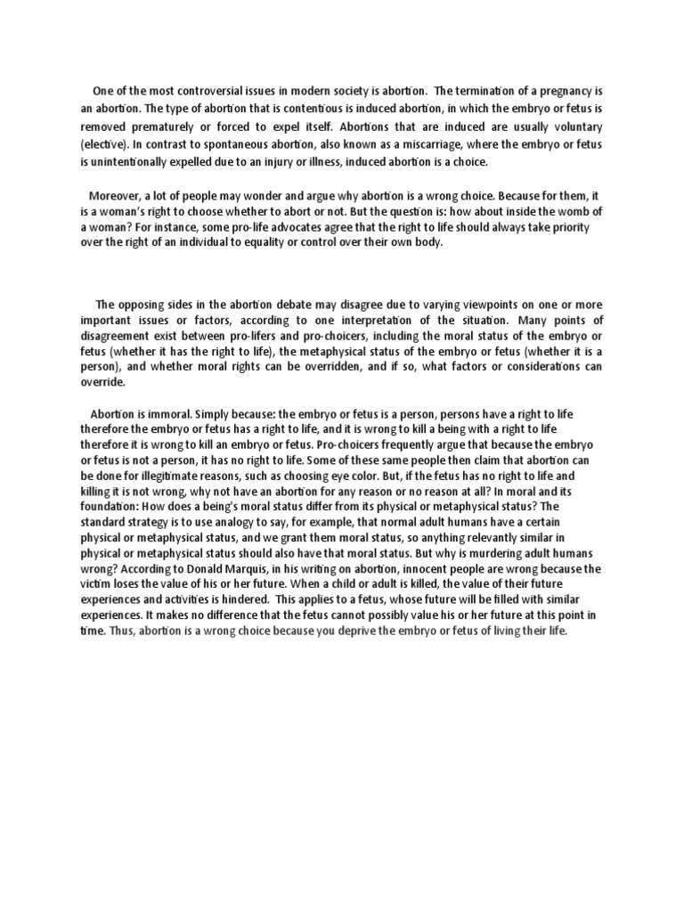 Abortion. Position Paper | PDF | Miscarriage | Abortion