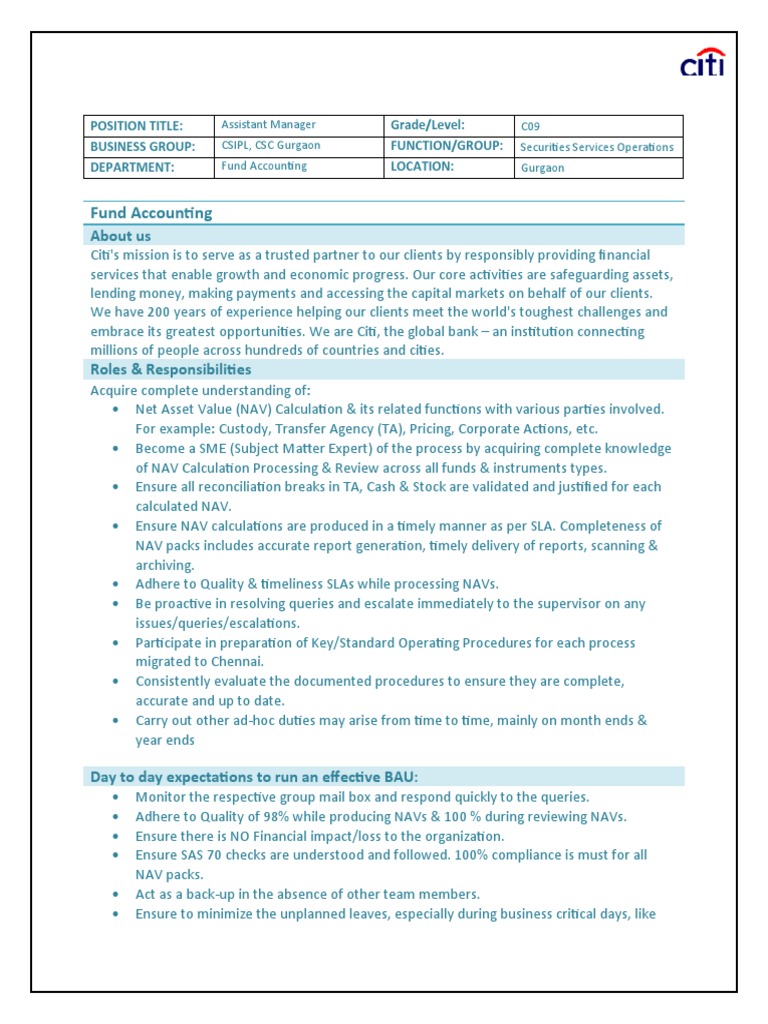 JD - Fund Accounting | PDF | Financial Services | Economies