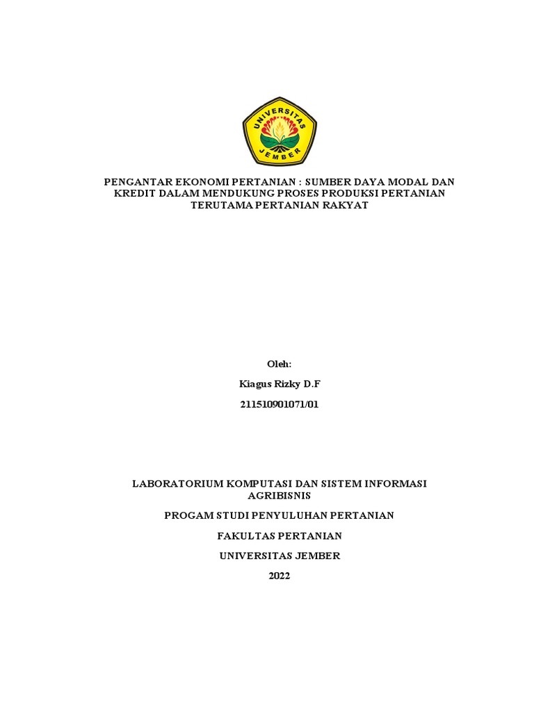 Pengantar Ekonomi Pertanian | PDF