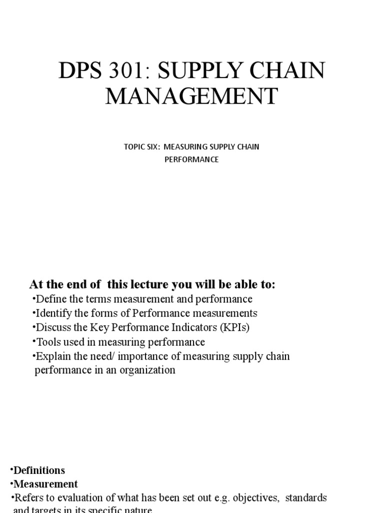 DPS 301 Performance Measurement | PDF