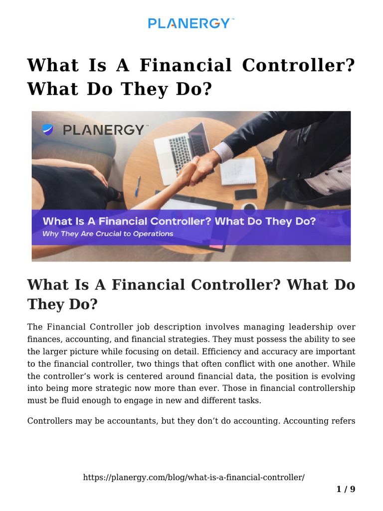 What Is A Financial Controller | PDF | Risk | Chief Financial Officer