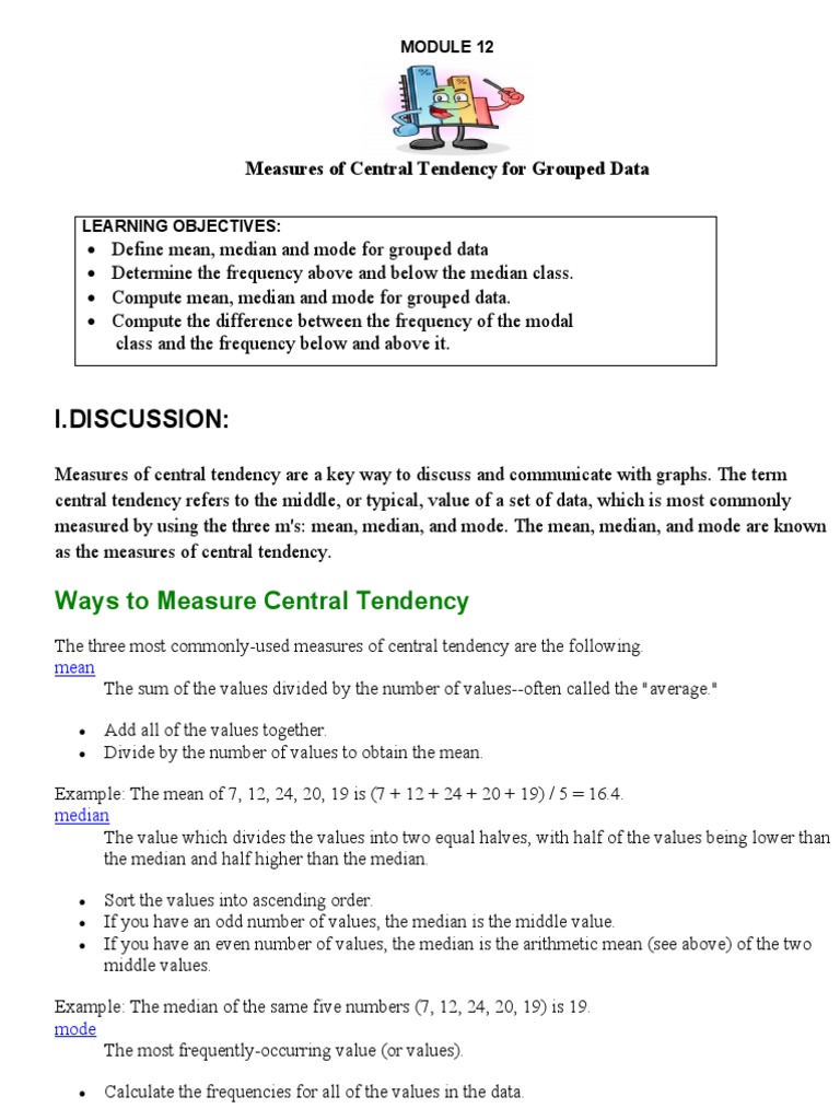 MODULE 12 (Measures of Central Tendency Fof Grouped Data) | PDF