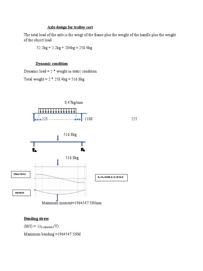 Trolley Cart Axle Design Calculations | PDF