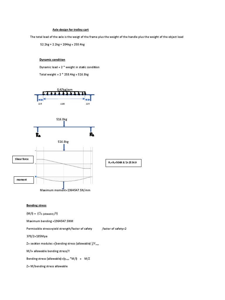 Axle Design For Trolley Cart | PDF