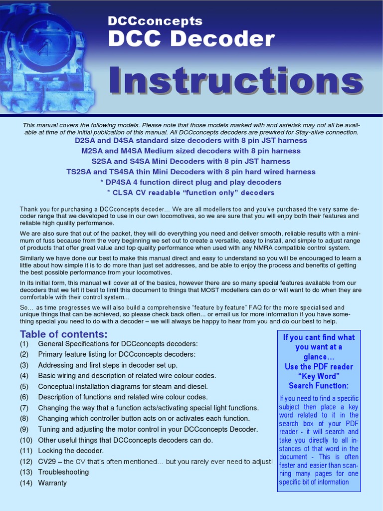 DCCconcepts Decoder Instructions: Everything You Need to Know | PDF