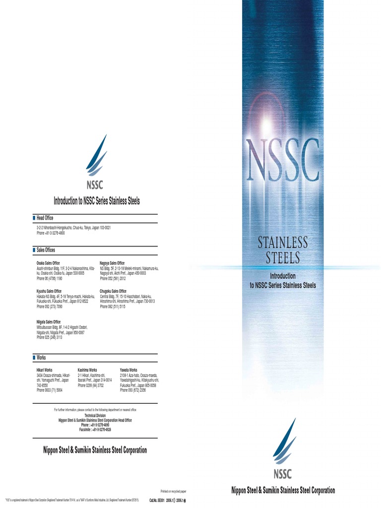 NSSC Series Stainless Steels Overview | PDF | Stainless Steel | Heat ...