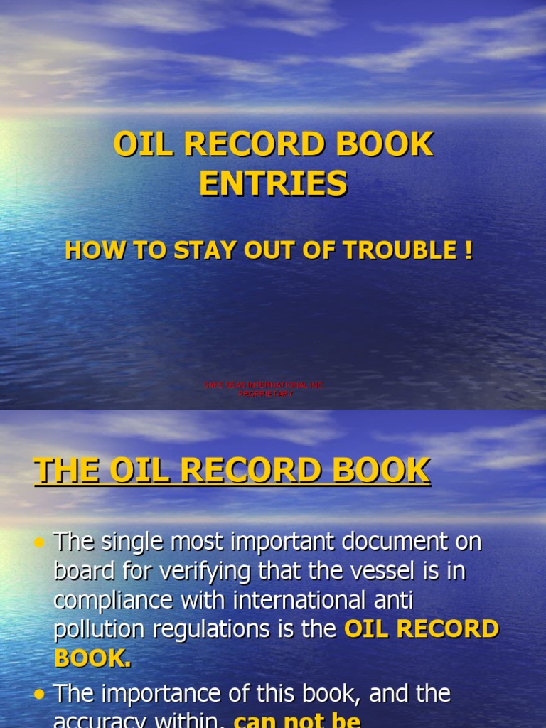 Oil Record Book Entries by Safe Seas | PDF | Business