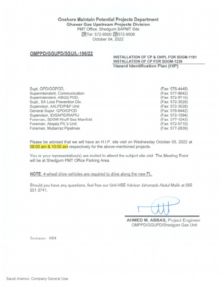 L-196-22 NSH Hip Site Visit For SDGM-1236 CP & SDGM-1181 Cp-Ohpl | PDF