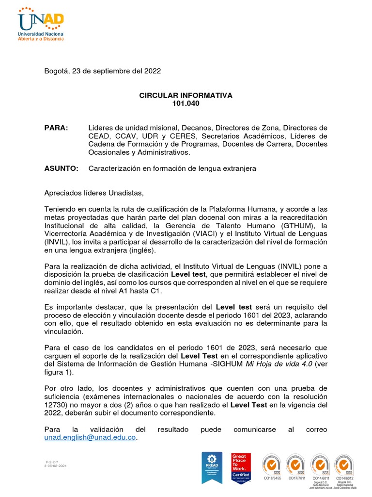 CIRCULAR VIACI No. 101.040 - 2022 | PDF