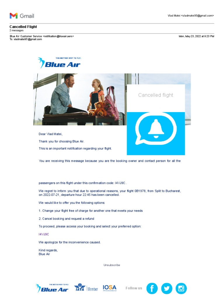 Gmail - Cancelled Flight | PDF
