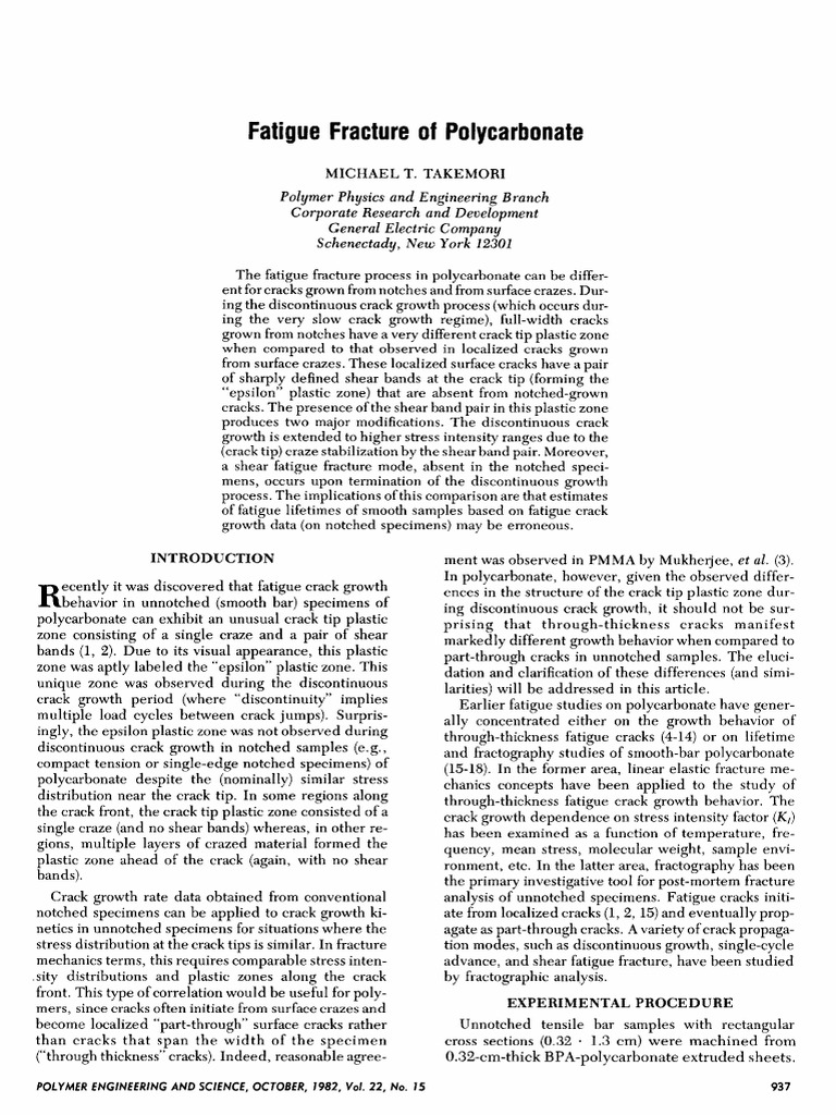 Fatigue Fracture of Polycarbonate | PDF | Fracture Mechanics | Fracture