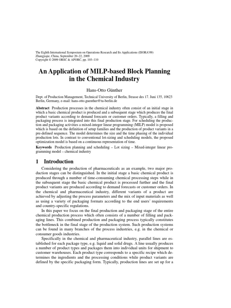 Chemical Industry Planning | PDF | Operations Management | Inventory