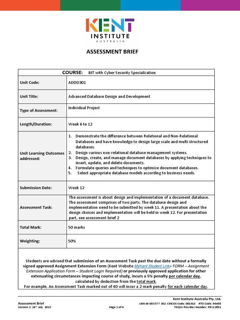 Assessment Brief 3- Individual Project | PDF | Database Index | Databases