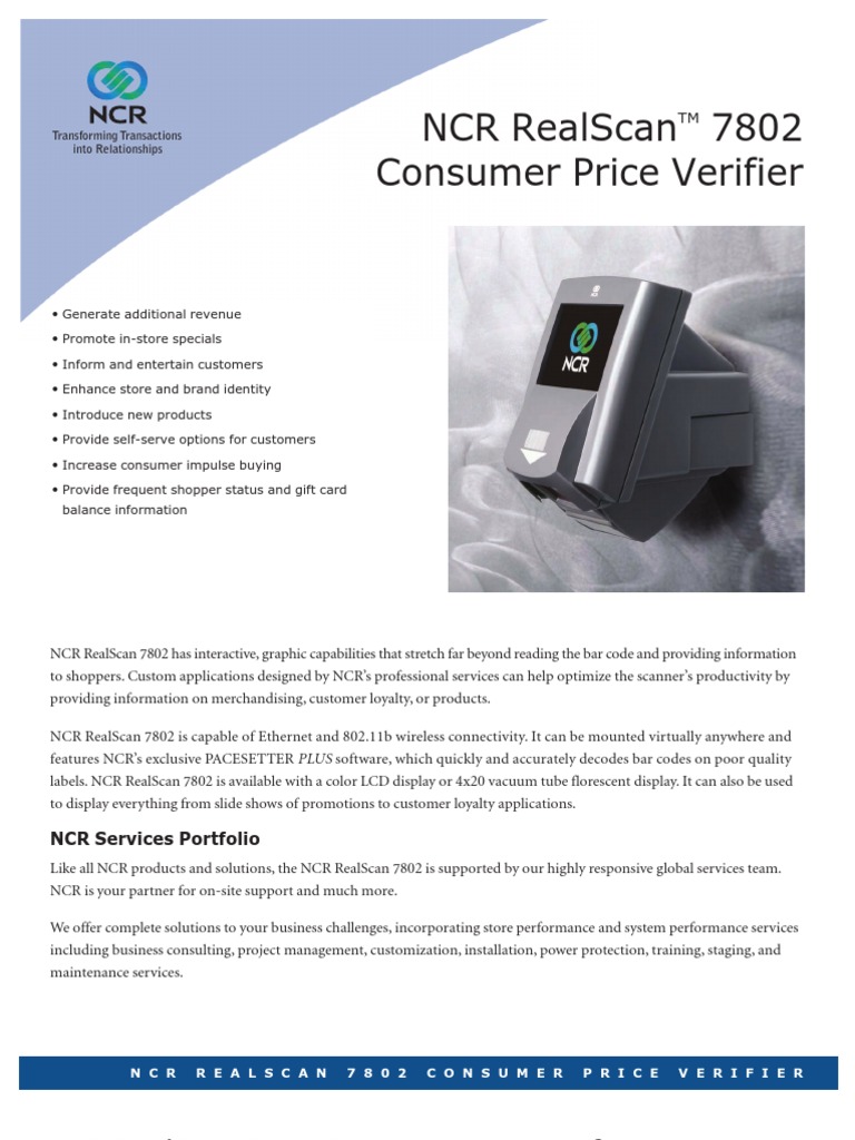 Ncr Scanner 7802 | Barcode | Image Scanner | Free 30-day Trial | Scribd