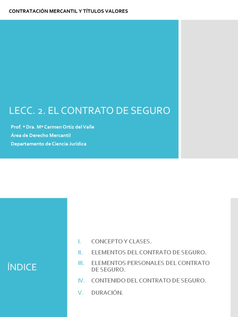 Lección II. El Contrato de Seguro. | PDF